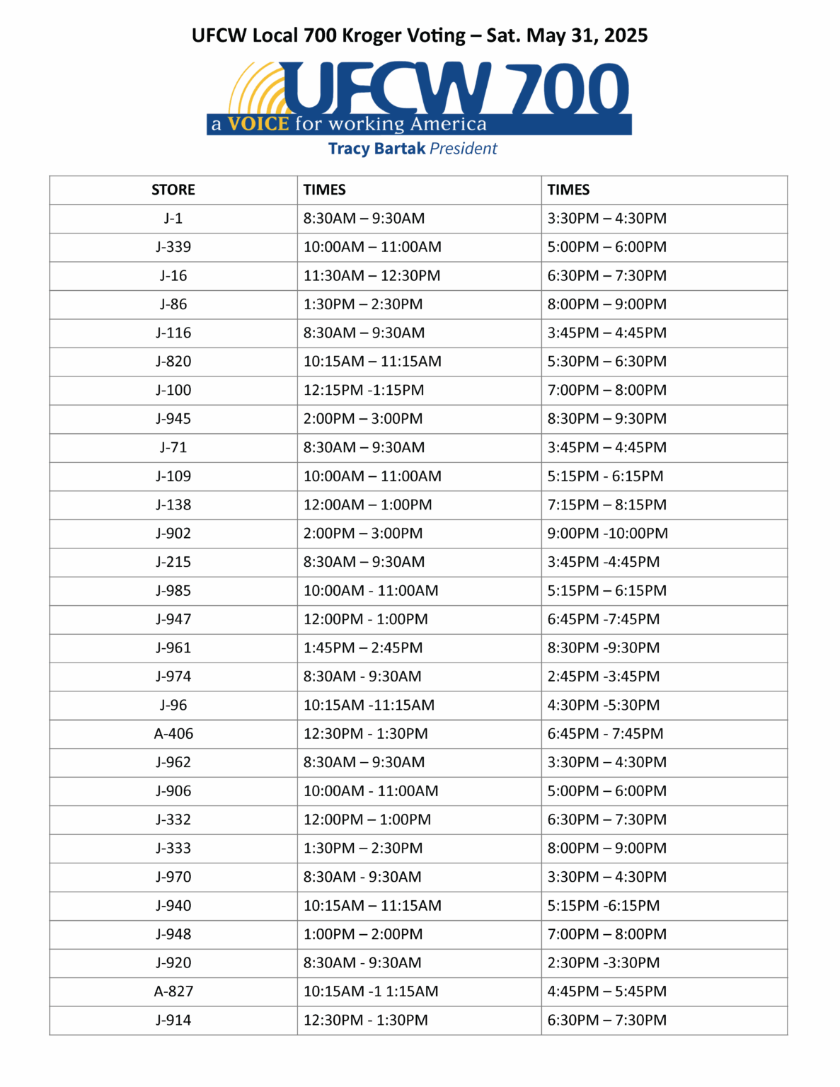 Kroger Indy Contract Vote May 30 & 31 - UFCW Local 700