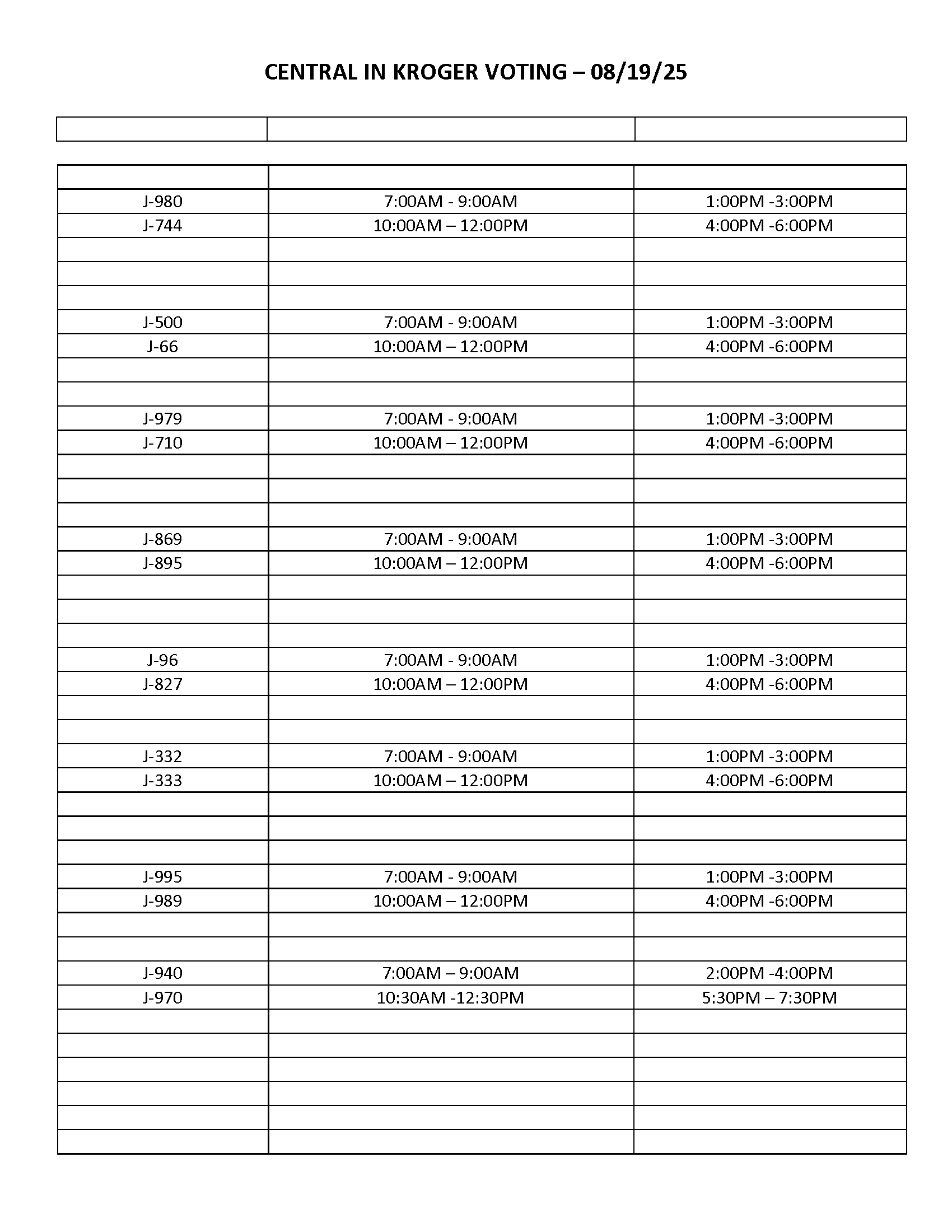 Kroger Indy Vote Schedule Aug. 19 and 20 - UFCW Local 700